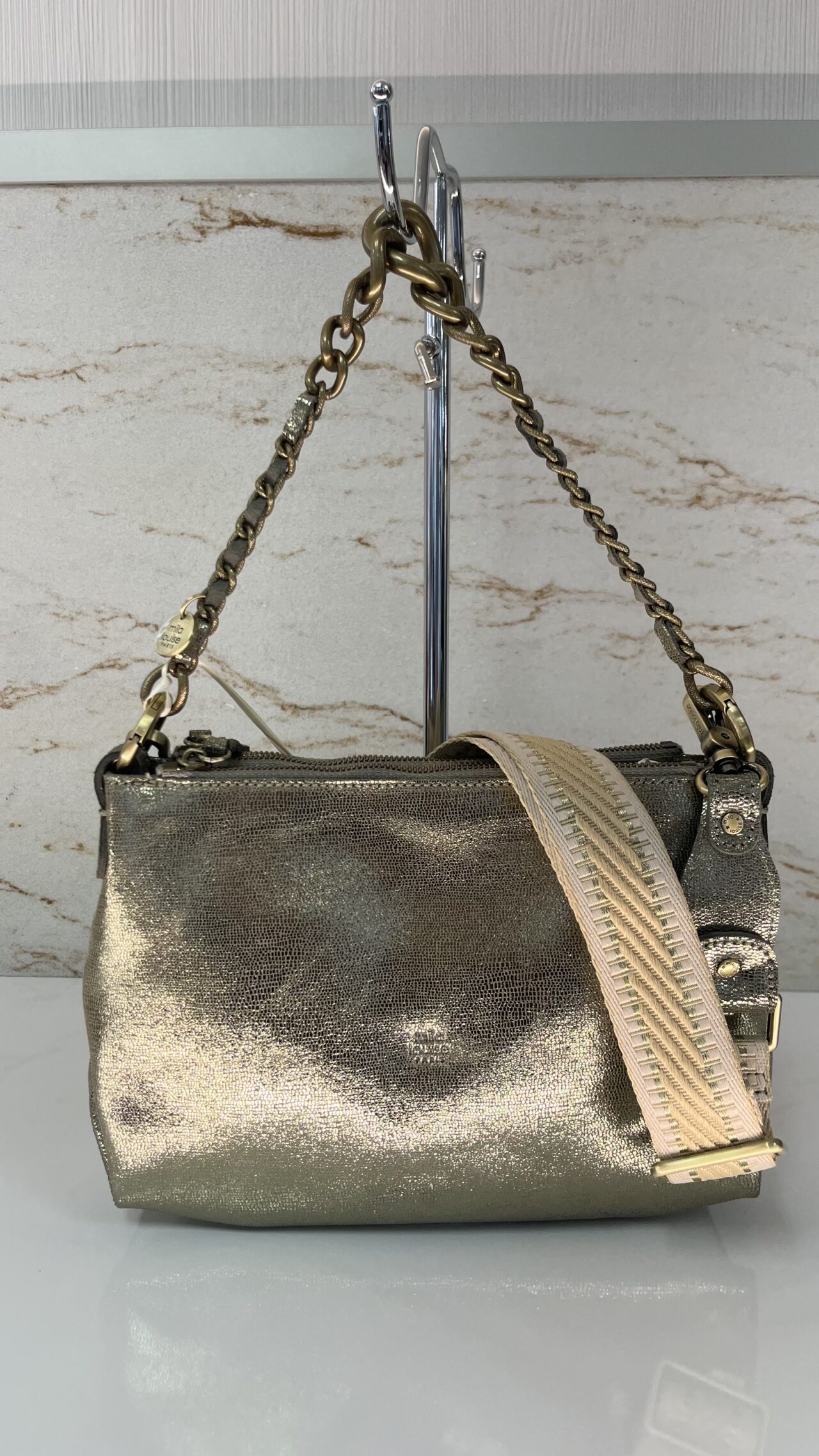 Sac bandoulière Noeli XS RX Mila Louise en cuir oyster