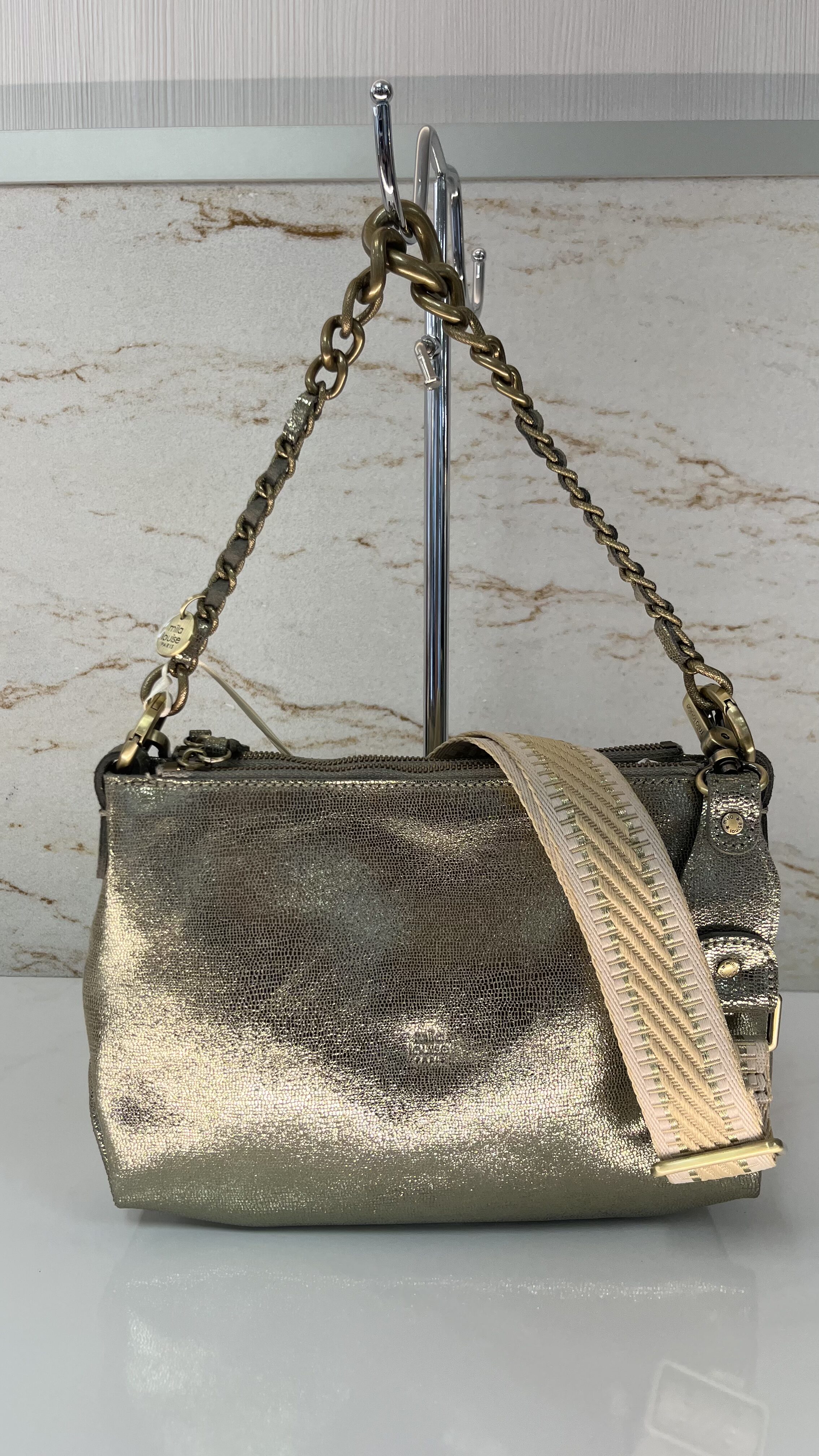 Sac bandoulière Noeli XS RX Mila Louise en cuir oyster