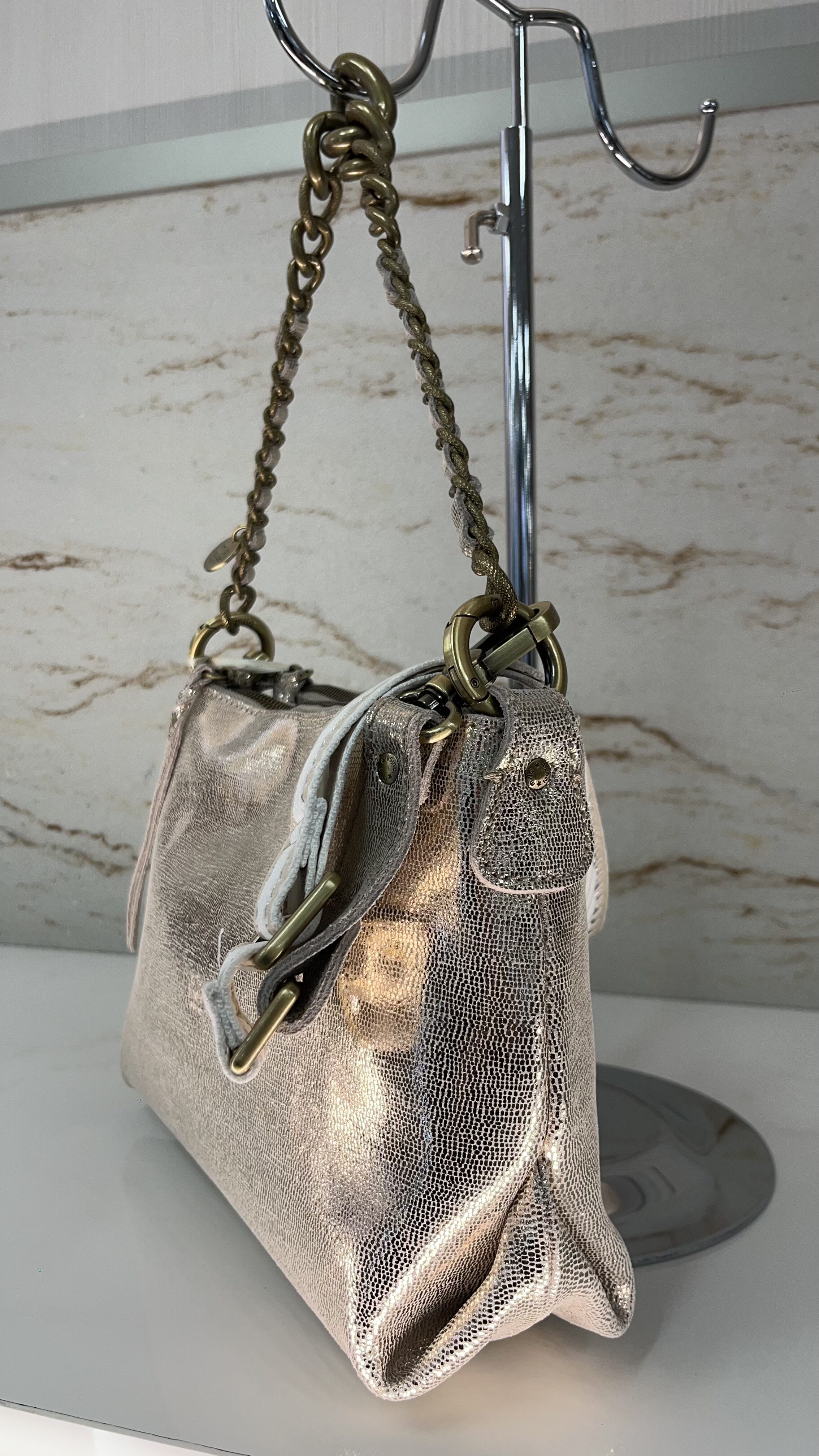 Sac bandoulière Noeli XS RX Mila Louise en cuir latte